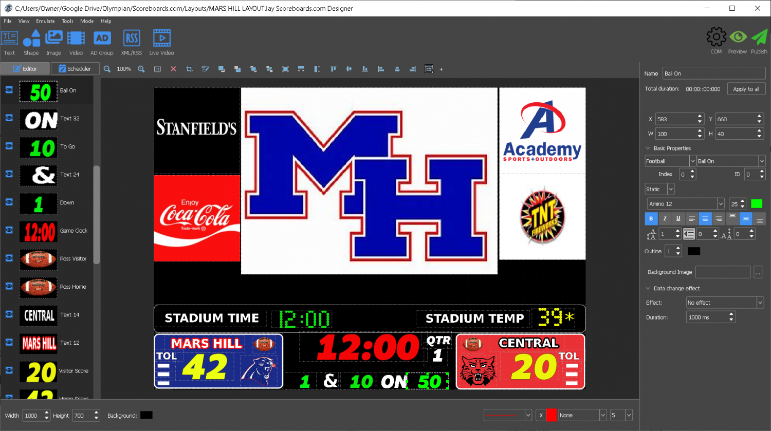 LED Football Video Scoreboard Software – ScoreBoards.com